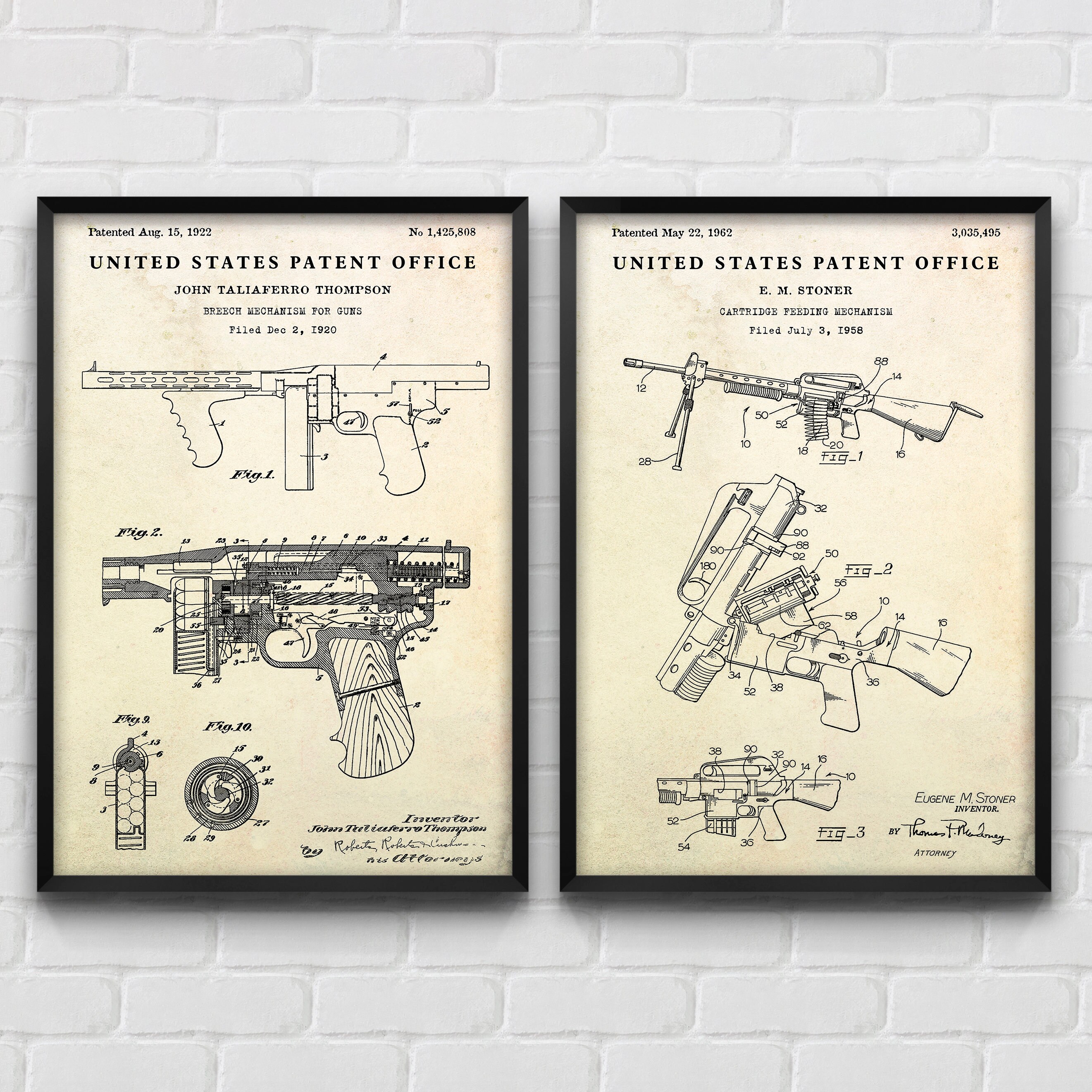 Submachine Gun Machine Gun Patent Wall Art Man Cave Decor Tommy Gun