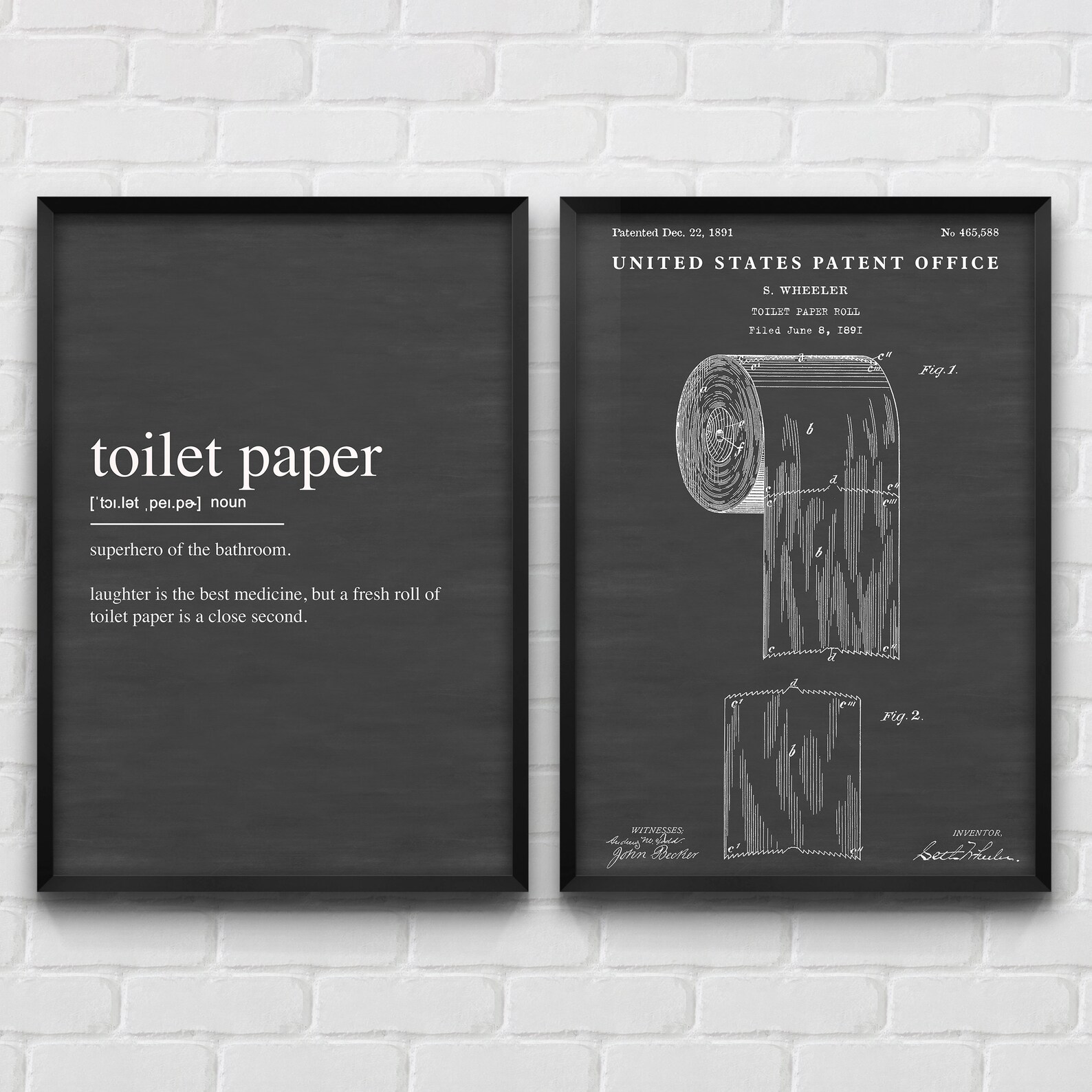 Toilet Paper Wall Art: Definition & Patent Posters, Bathroom Vintage ...