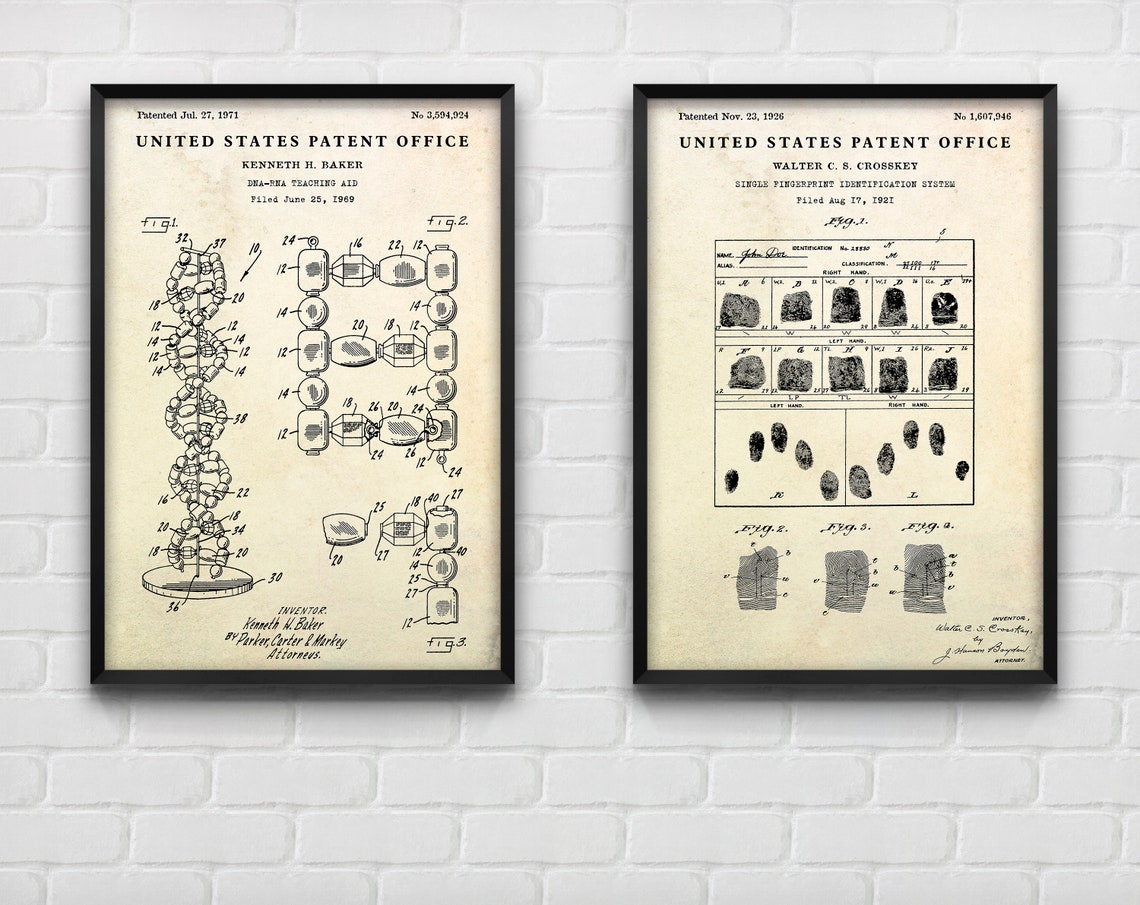 Forensic Science Wall Art: DNA RNA & Fingerprints Patent - Etsy