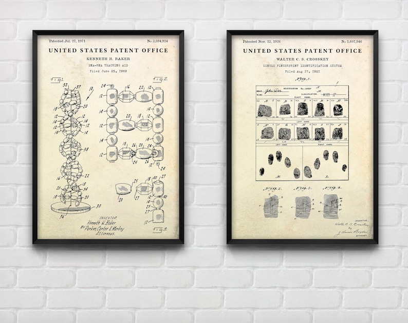 Forensic Science Wall Art: DNA RNA & Fingerprints Patent - Etsy