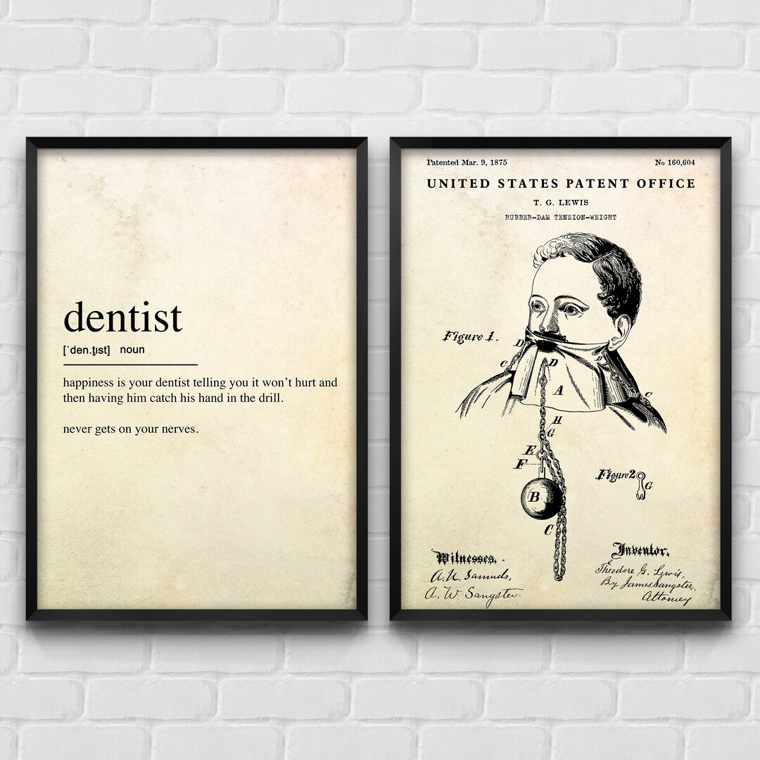 Dentist Definition & Dental Vintage Patent Wall Art, Dentistry Posters ...