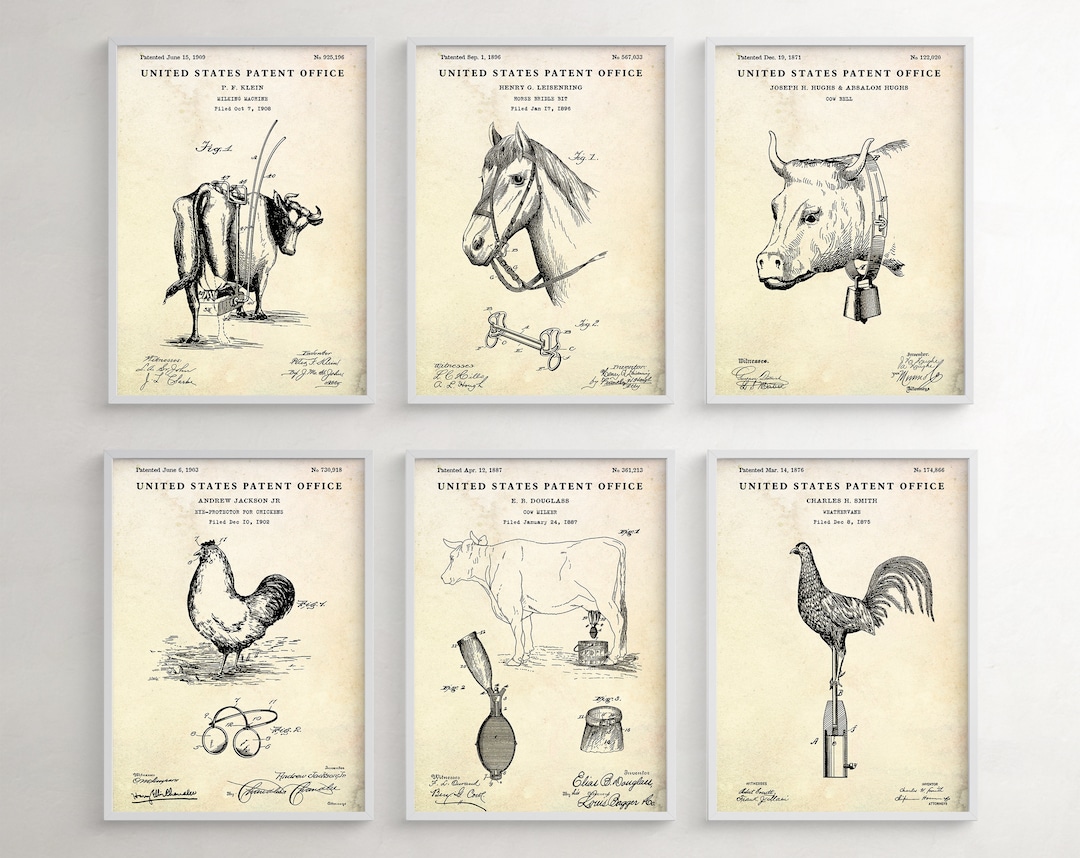 Farmhouse Wall Art, Farming, Barn Animals Rustic Decor, Vintage Farm ...