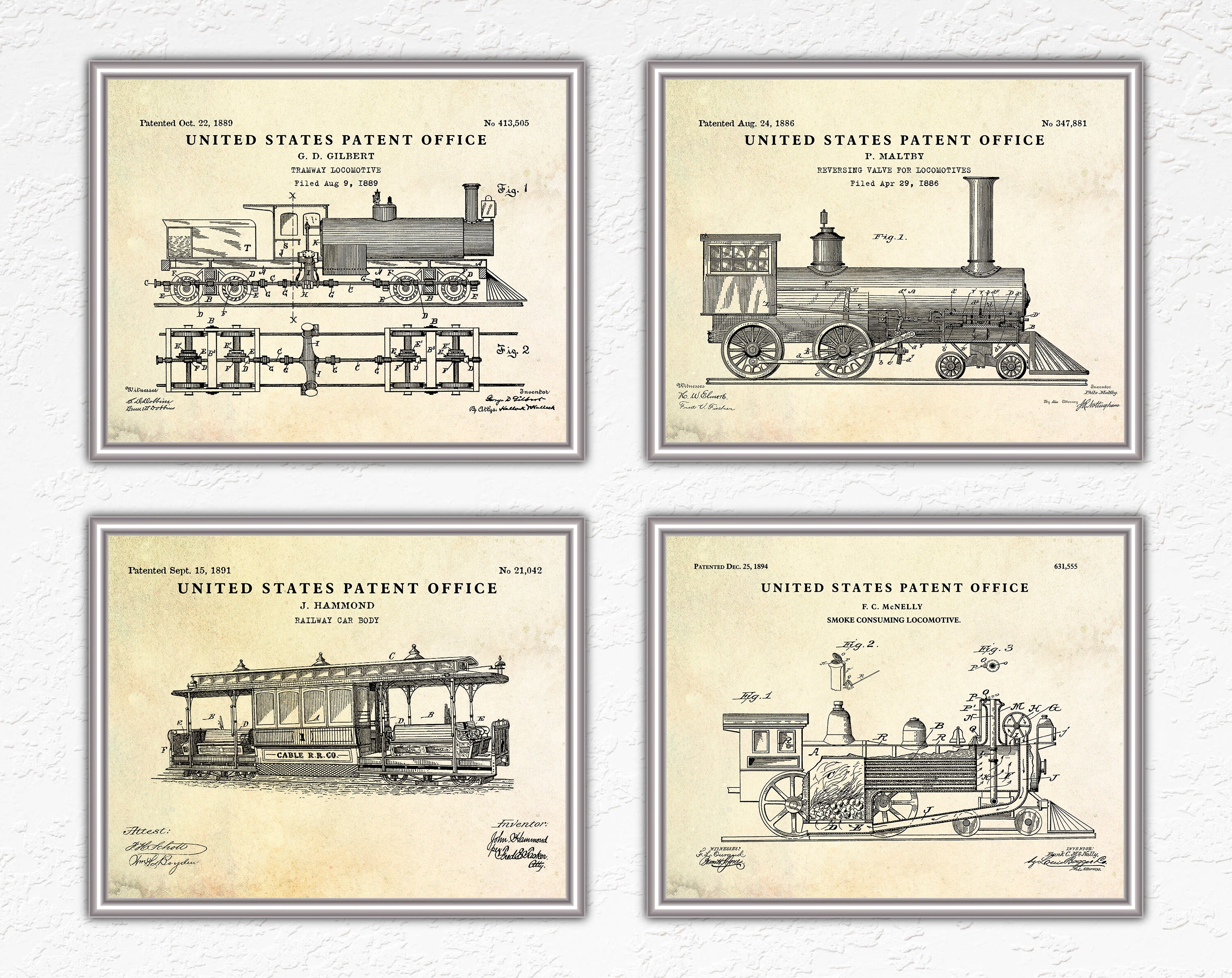 Steam Locomotive Patent Wall Art, Railroad Inventions, Railway ...