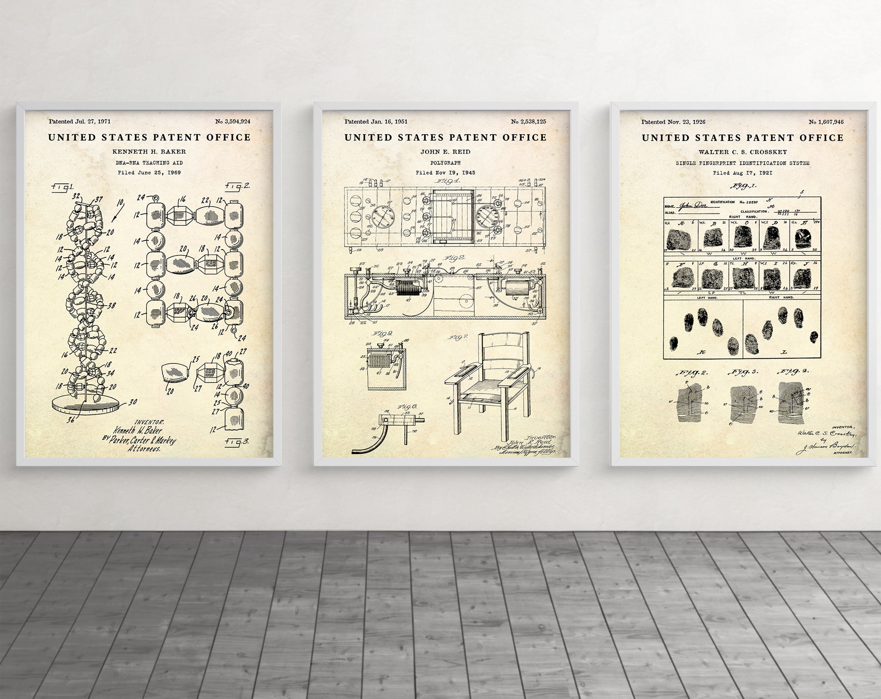 Forensics Decor: DNA RNA Polygraph & Fingerprints Patent - Etsy