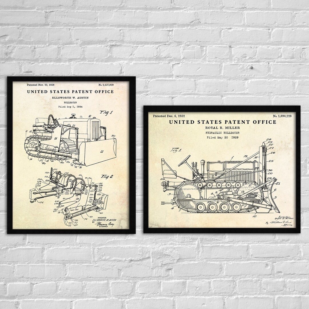 Construction Wall Art: Bulldozer Design Patent Posters, Heavy Equipment ...