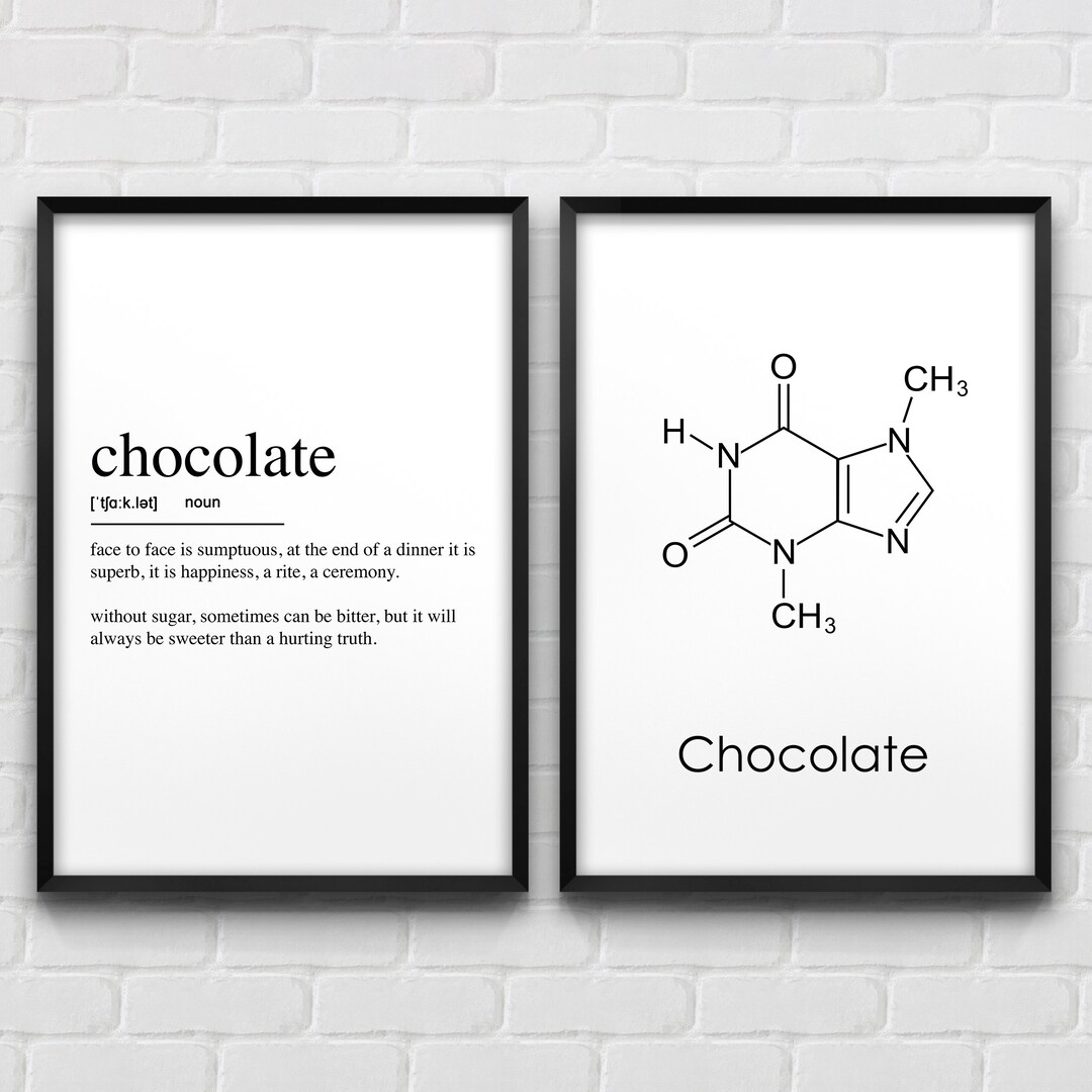 Chocolate Definition Wall Art, Chocolate Molecule Poster, Modern ...