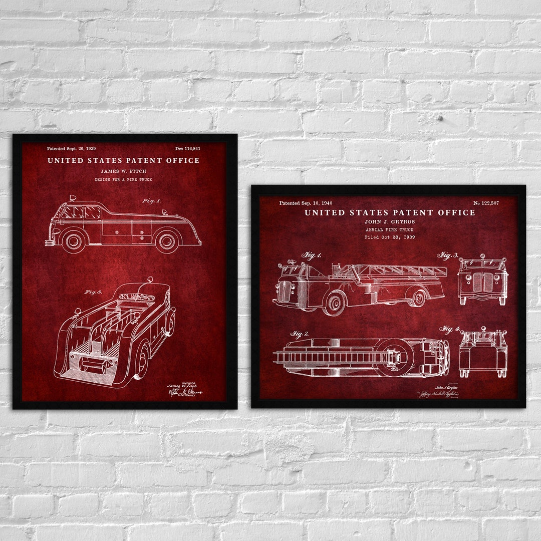 Firetruck Patent Wall Art, Fire Truck Inventions, Firefighter Gift ...