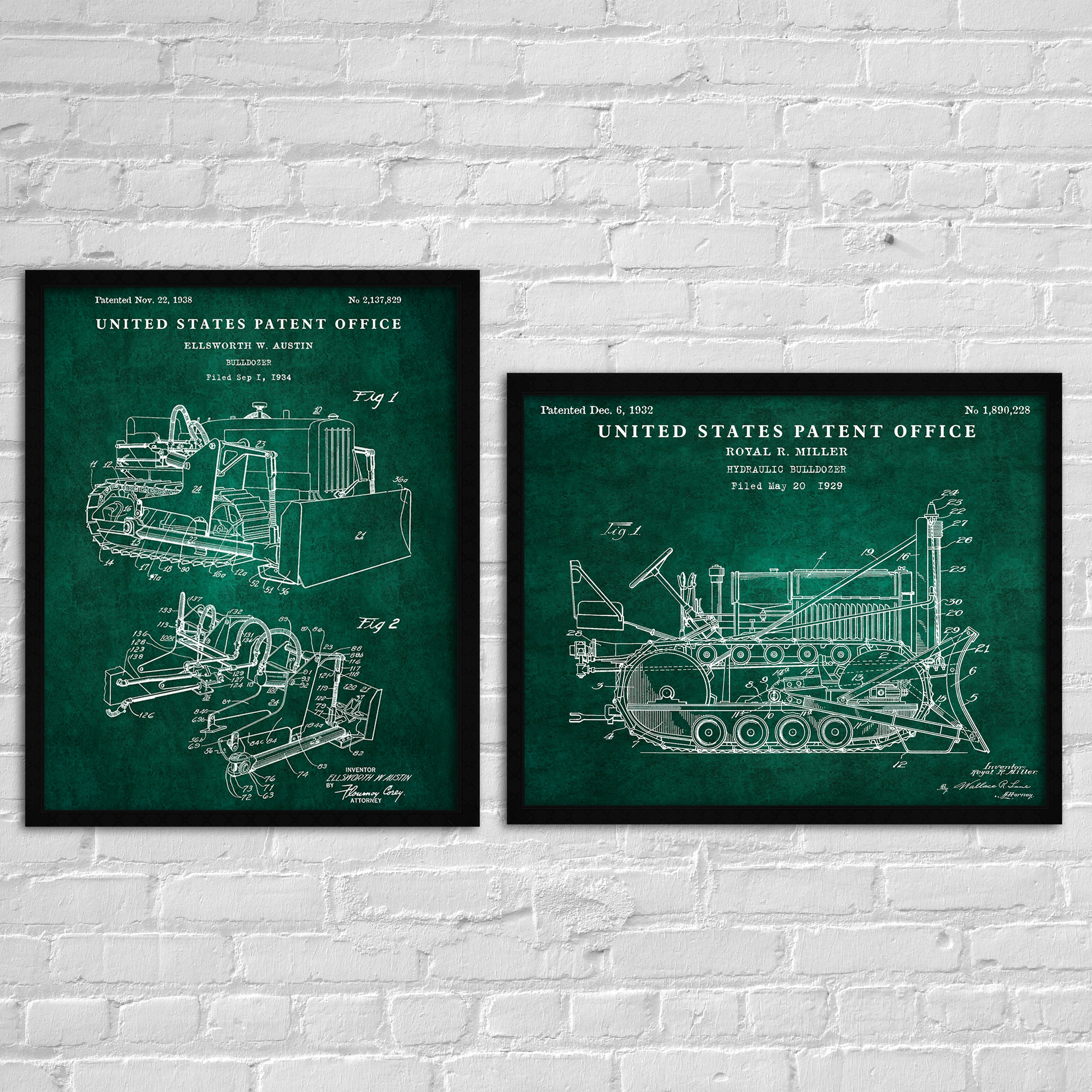 Construction Wall Art: Bulldozer Design Patent Posters, Heavy Equipment ...