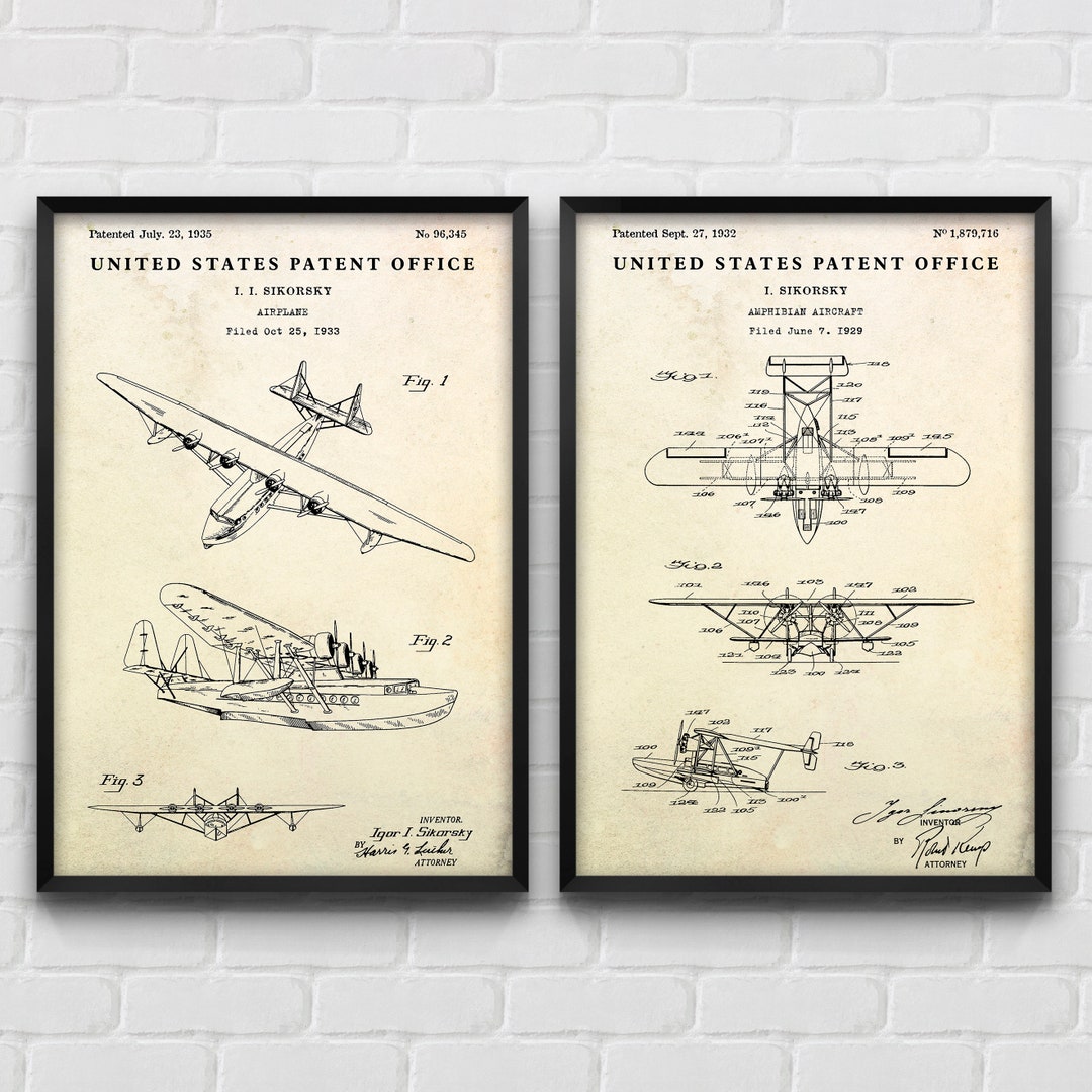 Seaplane Patent Wall Art, Hydroplane Invention Airplane Blueprint ...