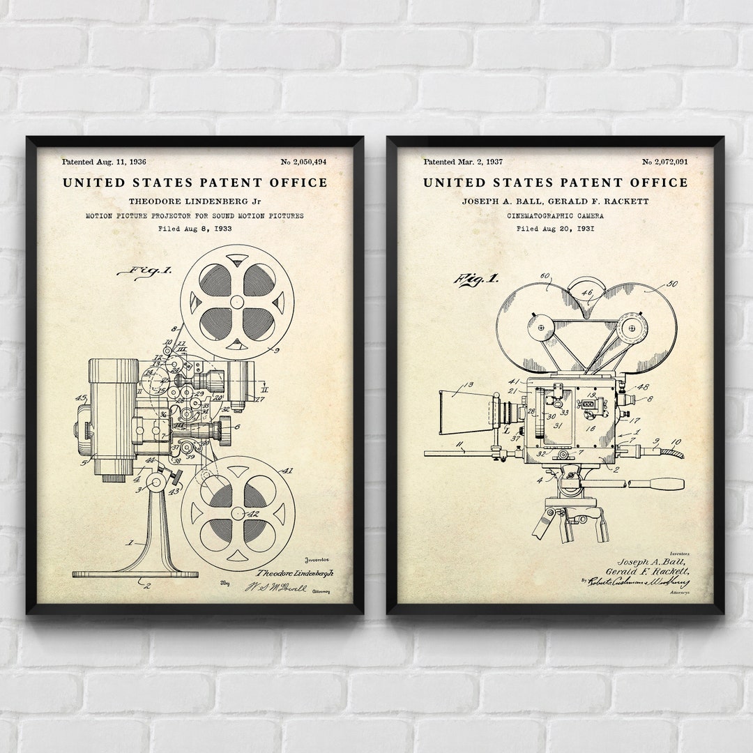 Movie Camera & Film Projector Patent Wall Art Cinematography Invention ...
