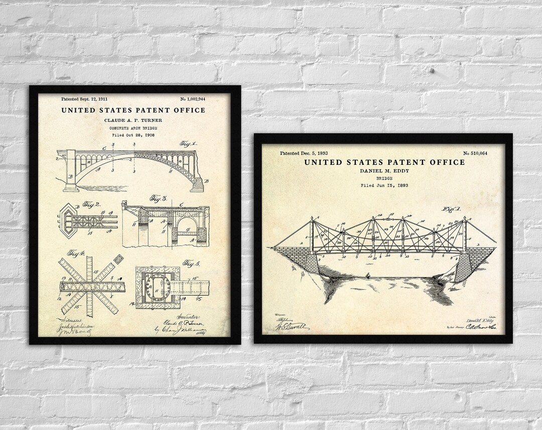 Bridge Patent Wall Art, Blueprint Poster, Man Cave Decor, Gift for ...