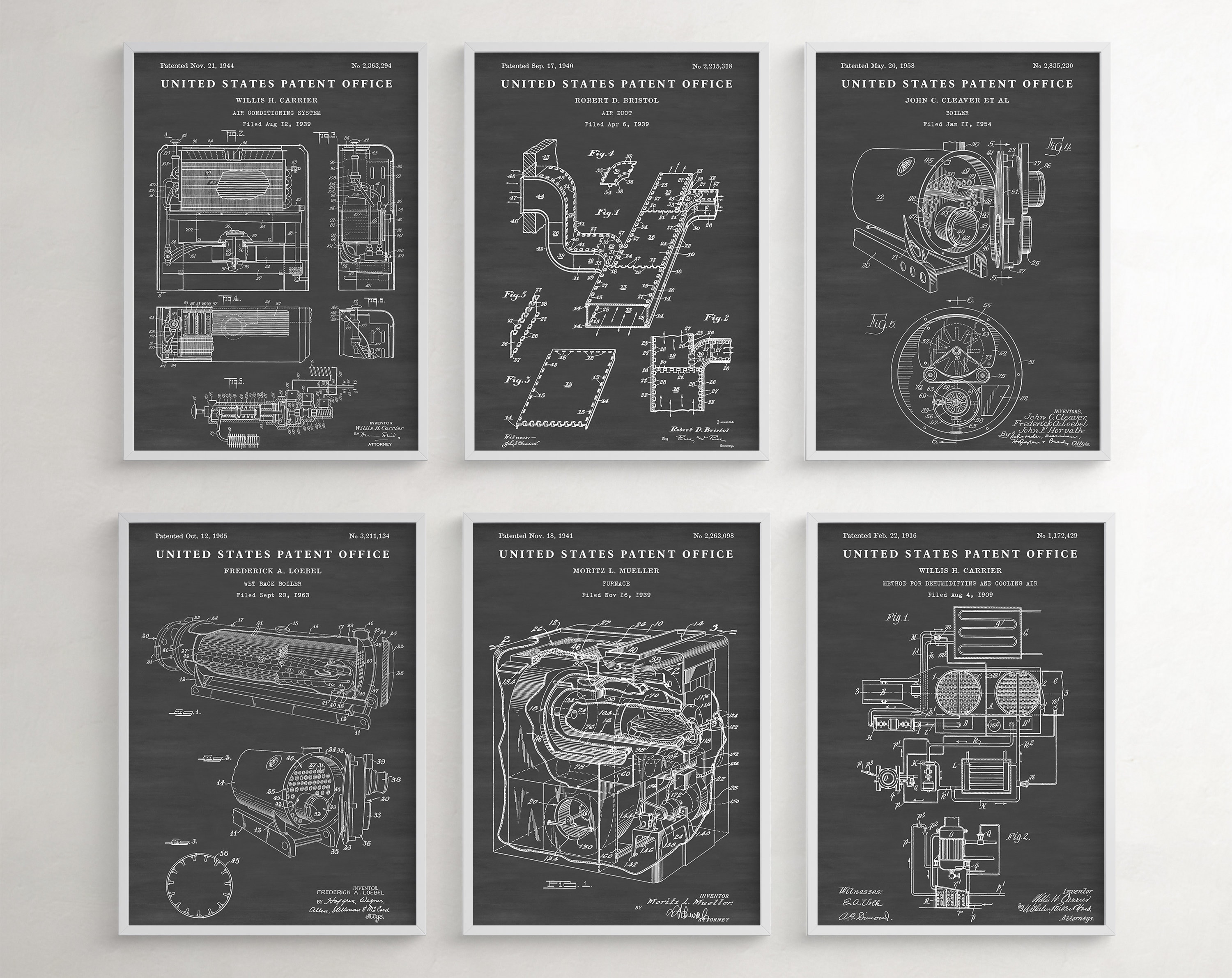 Air Conditioning, Boiler, HVAC Patent Wall Art, Heating and Cooling ...