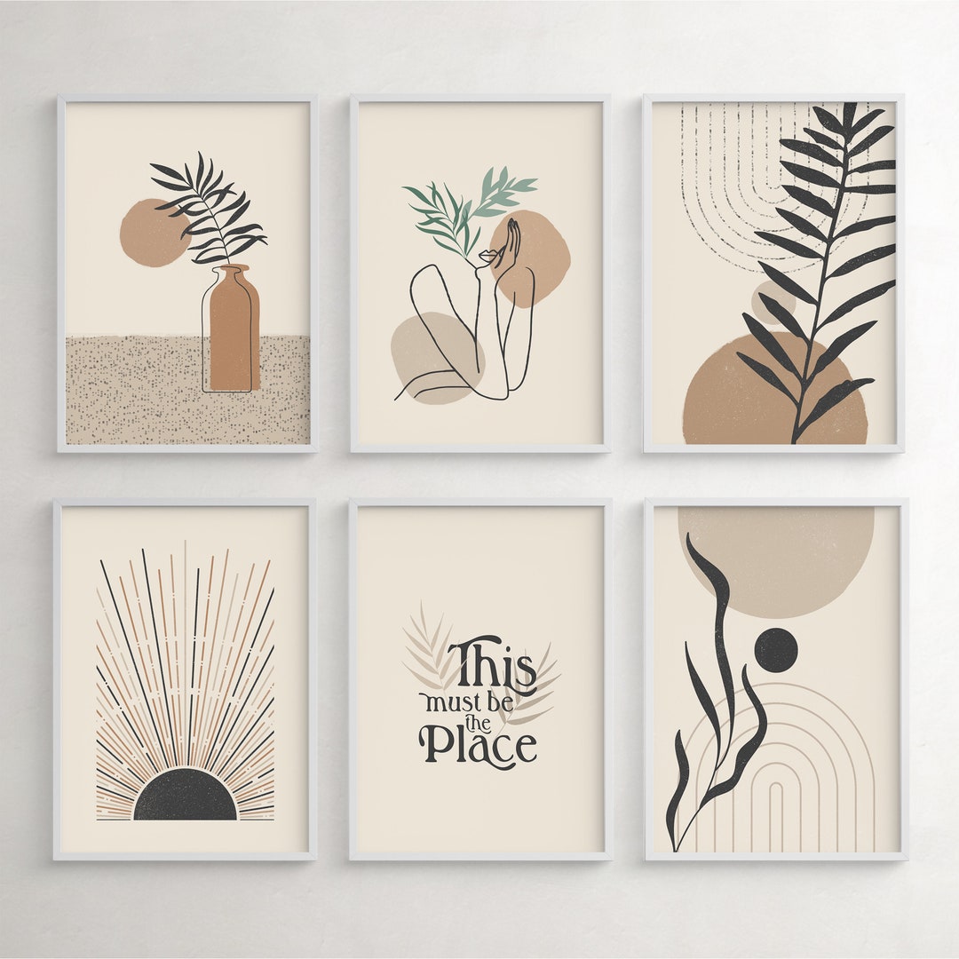 Boho Wall Art, Gallery Neutral Posters, Mid Century Modern, Abstract ...