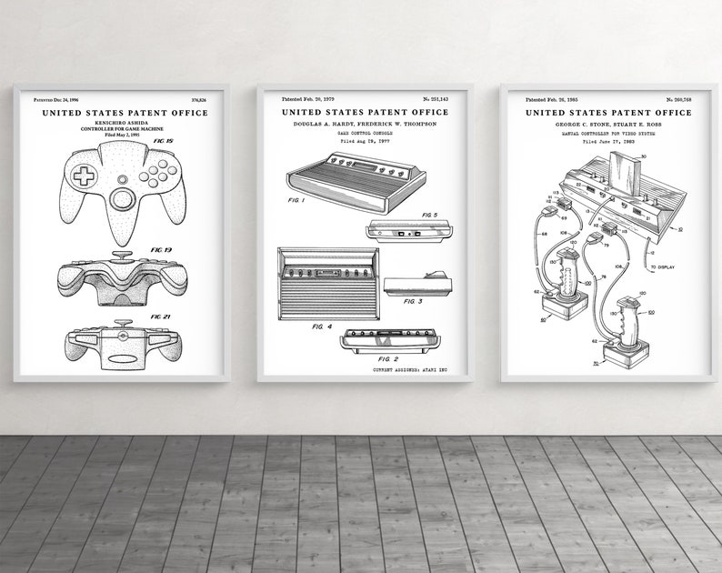 Video Game Wall Art: Console, Gamepad, Joystick Patent Art, Inventions ...