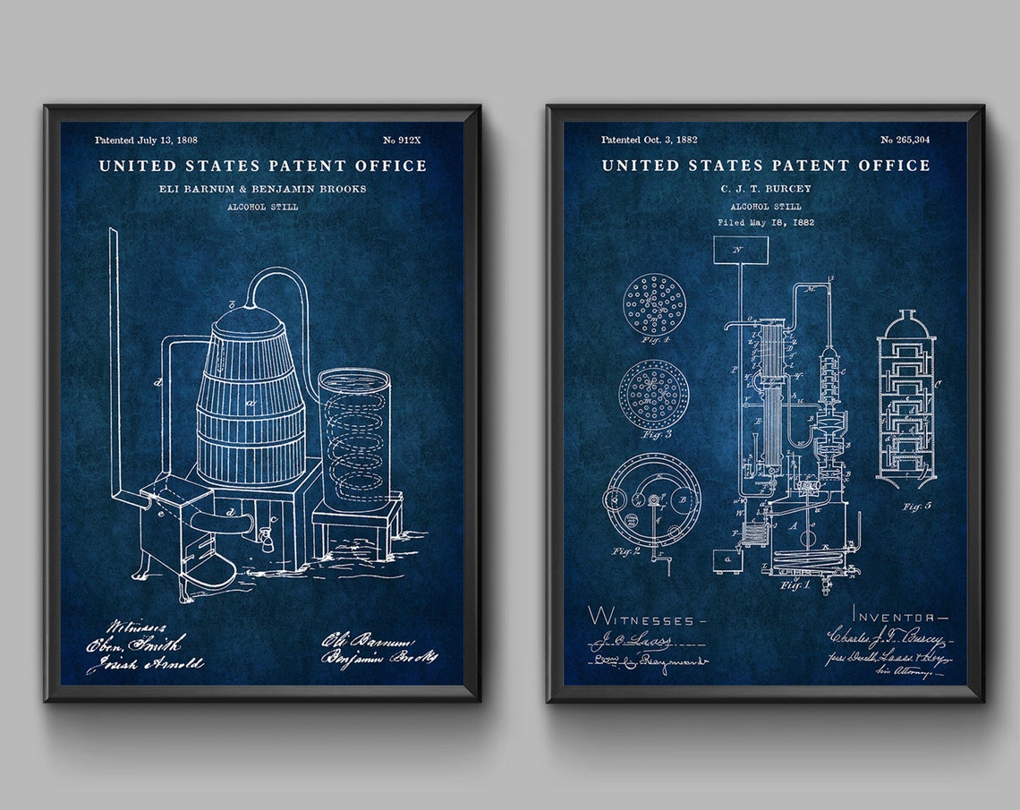 Whiskey Still Patent Wall Art, Alcohol Inventions Blueprint Poster ...