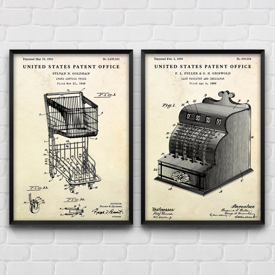 Shopping Wall Art, Patent Blueprint Posters, Retail Inventions, Store ...