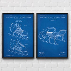 Sledges & Ice Skates Patent Posters, Winter Sports Wall Art, Inventions ...
