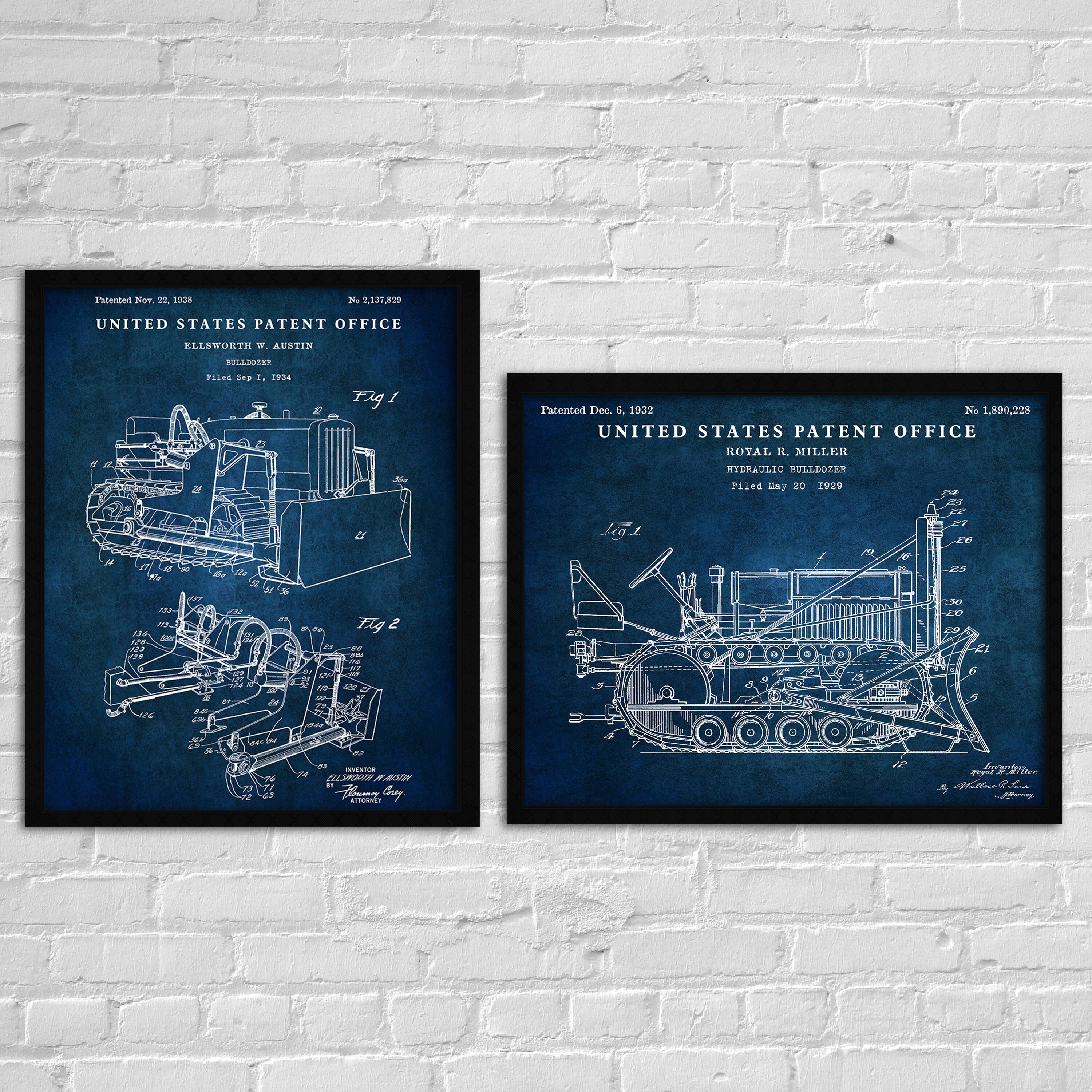 Construction Wall Art: Bulldozer Design Patent Posters, Heavy Equipment ...