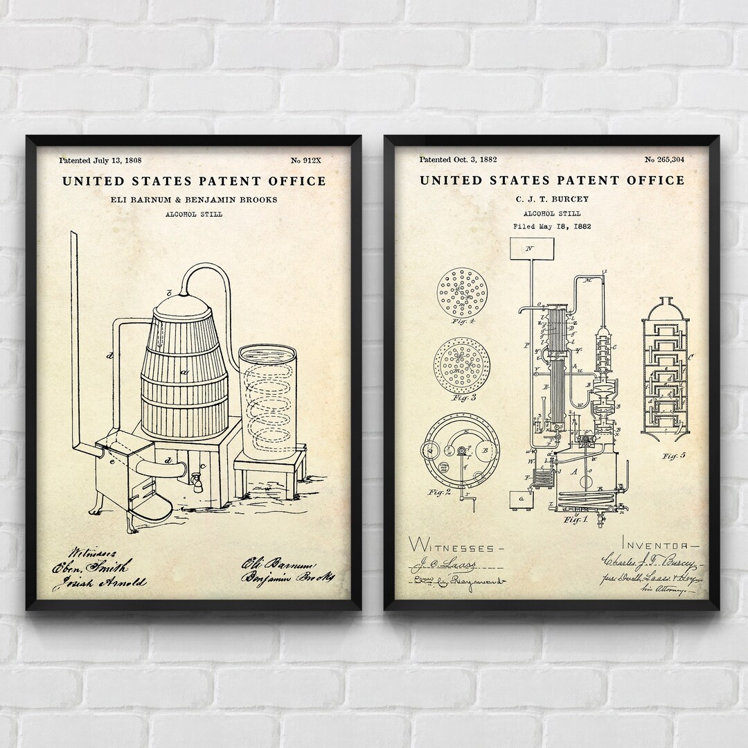 Whiskey Still Patent Wall Art, Alcohol Inventions Blueprint Poster ...