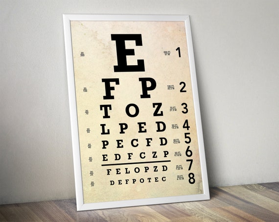Eye Chart Poster Snellen Chart Gift Optometrist Wall Art | Etsy