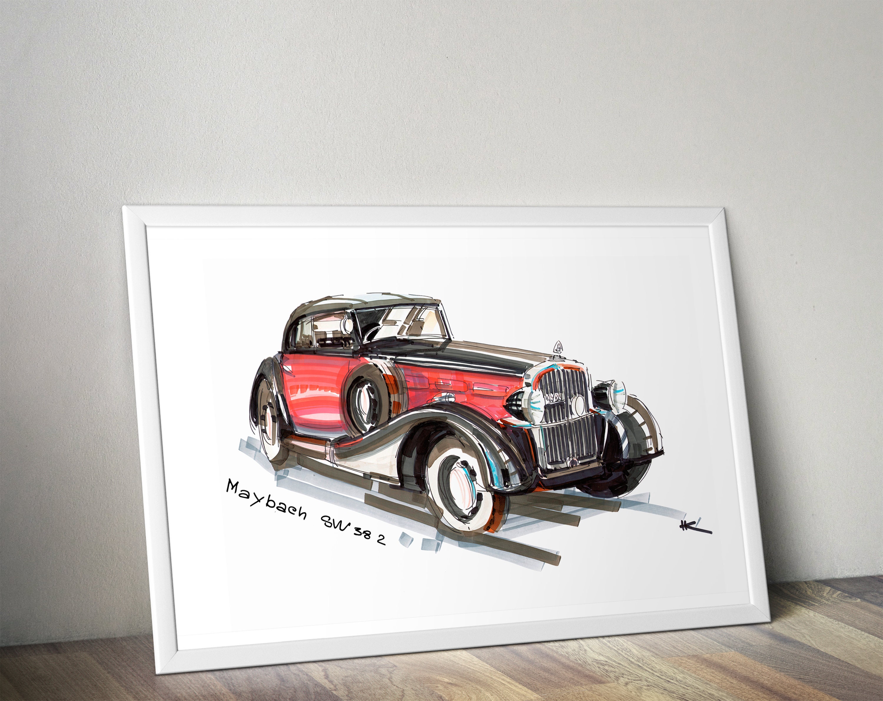 Retro Cars Wall Art Old School Car Drawing Luxury Classic - Etsy