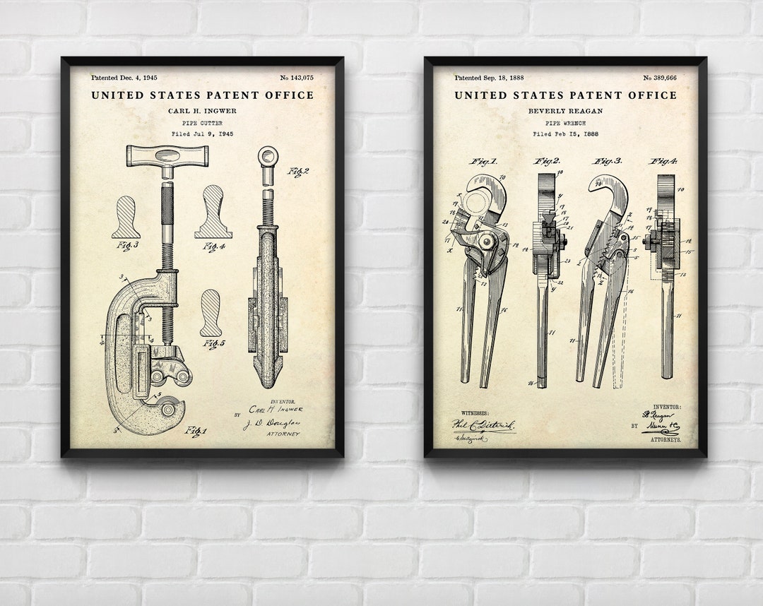 Pipe Wrench & Pipe Cutter Patent Wall Art Plumbing Tools - Etsy