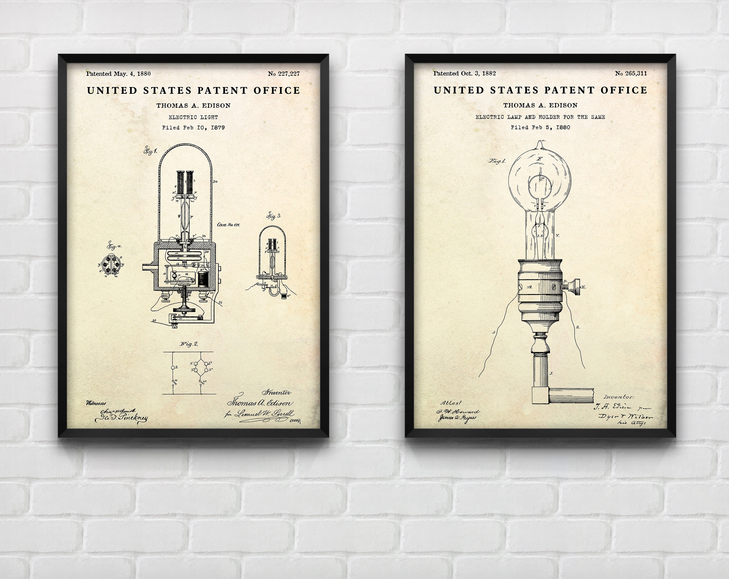 First Incandescent Light Bulb Patent Posters, Filament Lamp Inventions ...