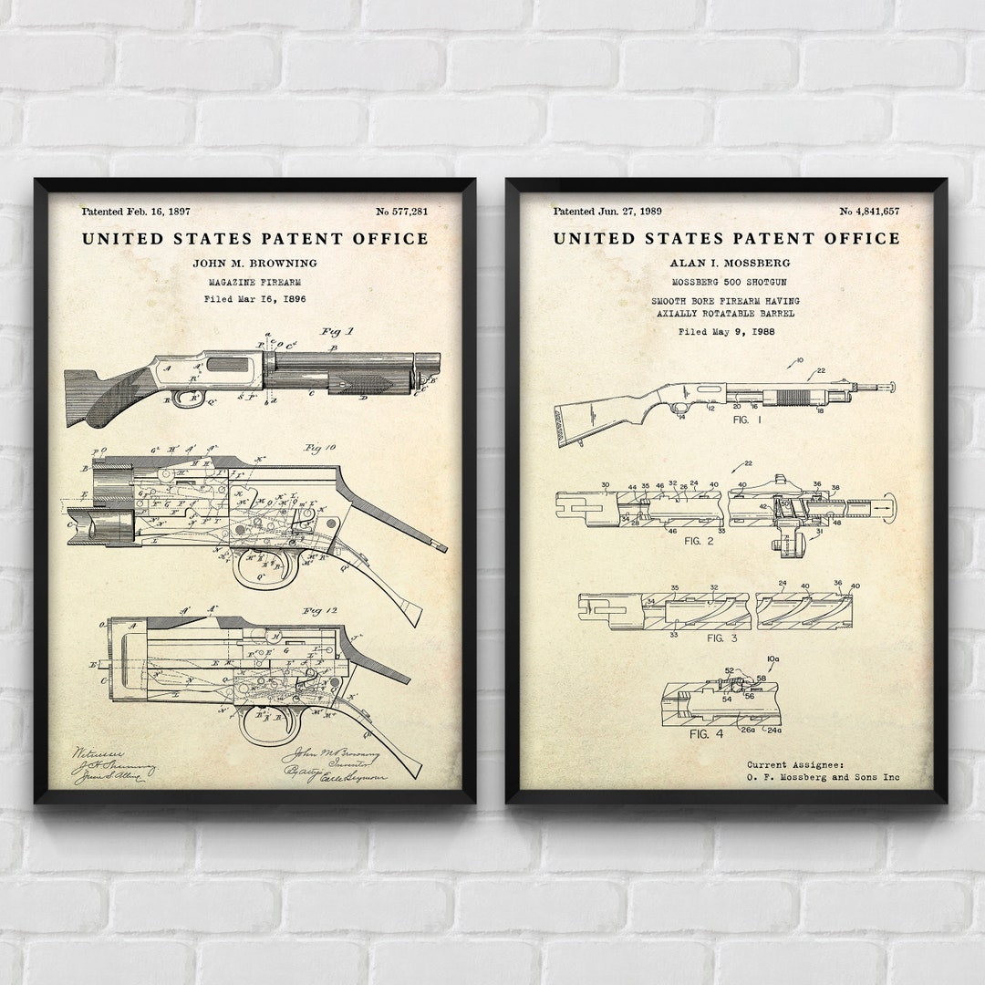 Shotgun Patent Wall Art, Firearm Inventions, Man Cave Decor, Gun ...