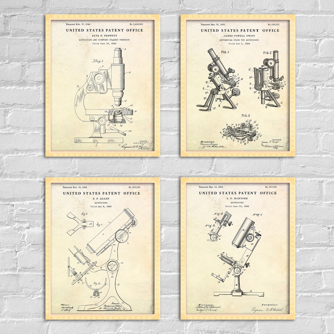 Microscope Patent Wall Art: Forensics Science Inventions Blueprint ...