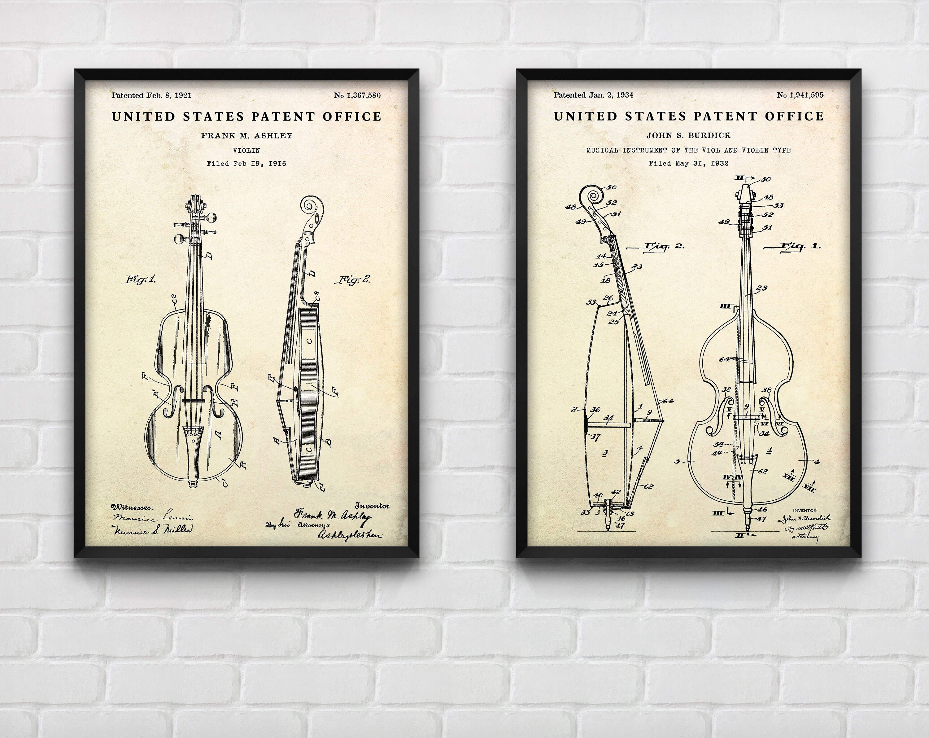 Violin & Cello Patent Posters Fiddle Inventions Double Bass - Etsy