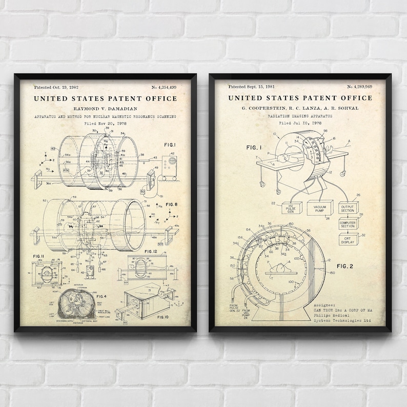 MRI & CT Scan Machine Patent Wall Art, X-ray Diagnostics Inventions ...