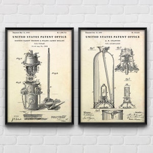 Fire Hydrant & Extinguisher Patent Wall Art, Inventions Blueprint ...