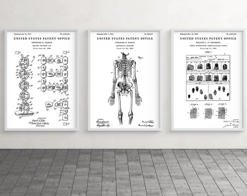 Forensic Science Decor: DNA Skeleton & Fingerprints Patent - Etsy