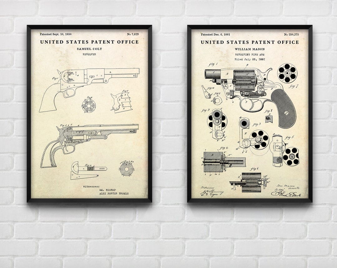 Revolver Evolution Patent Wall Art Gun Inventions Firearm - Etsy