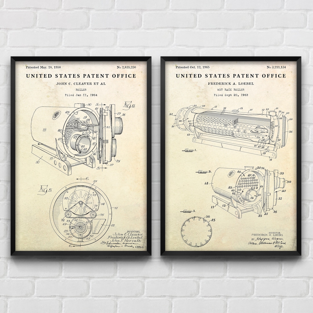 Boiler Patent Prints, Heating Inventions, Engineer Gift, Industrial ...