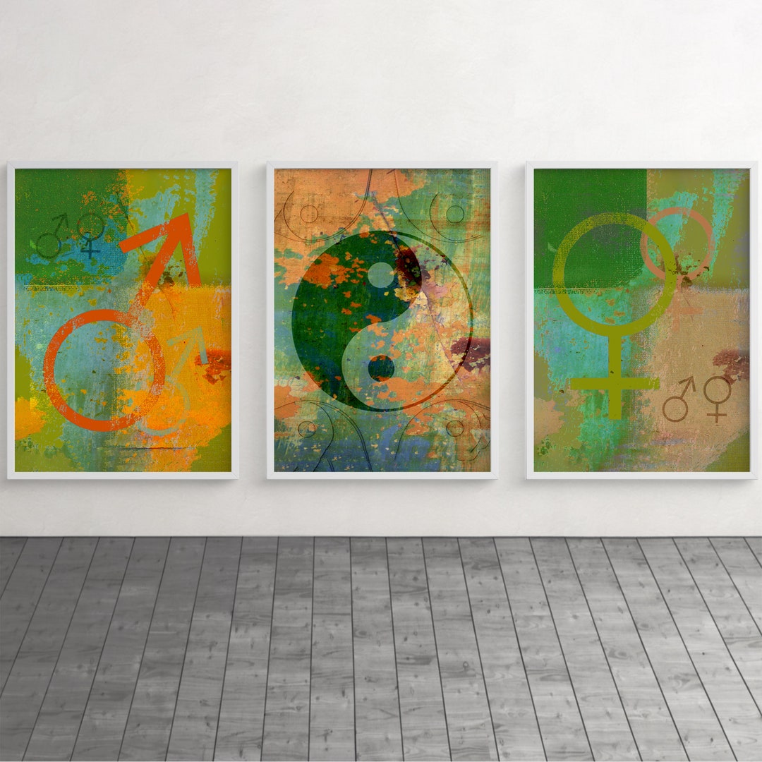 Yin Yang, Male & Female Symbol Abstract Collage Wall Art, Harmony ...