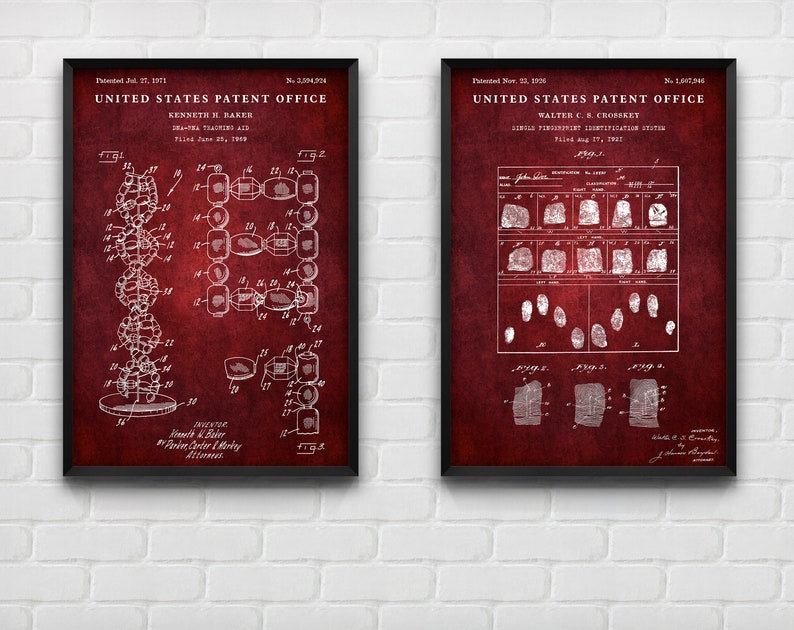 Forensic Science Wall Art: DNA RNA & Fingerprints Patent - Etsy