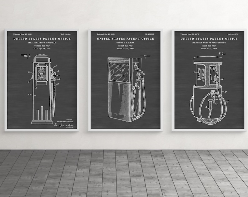 Gas Station Wall Art: Gas Pump Patent Posters, Petroleum Engineer Gift ...