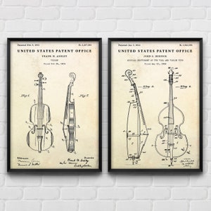 Violin & Cello Patent Posters, Fiddle Inventions Double Bass Blueprint ...