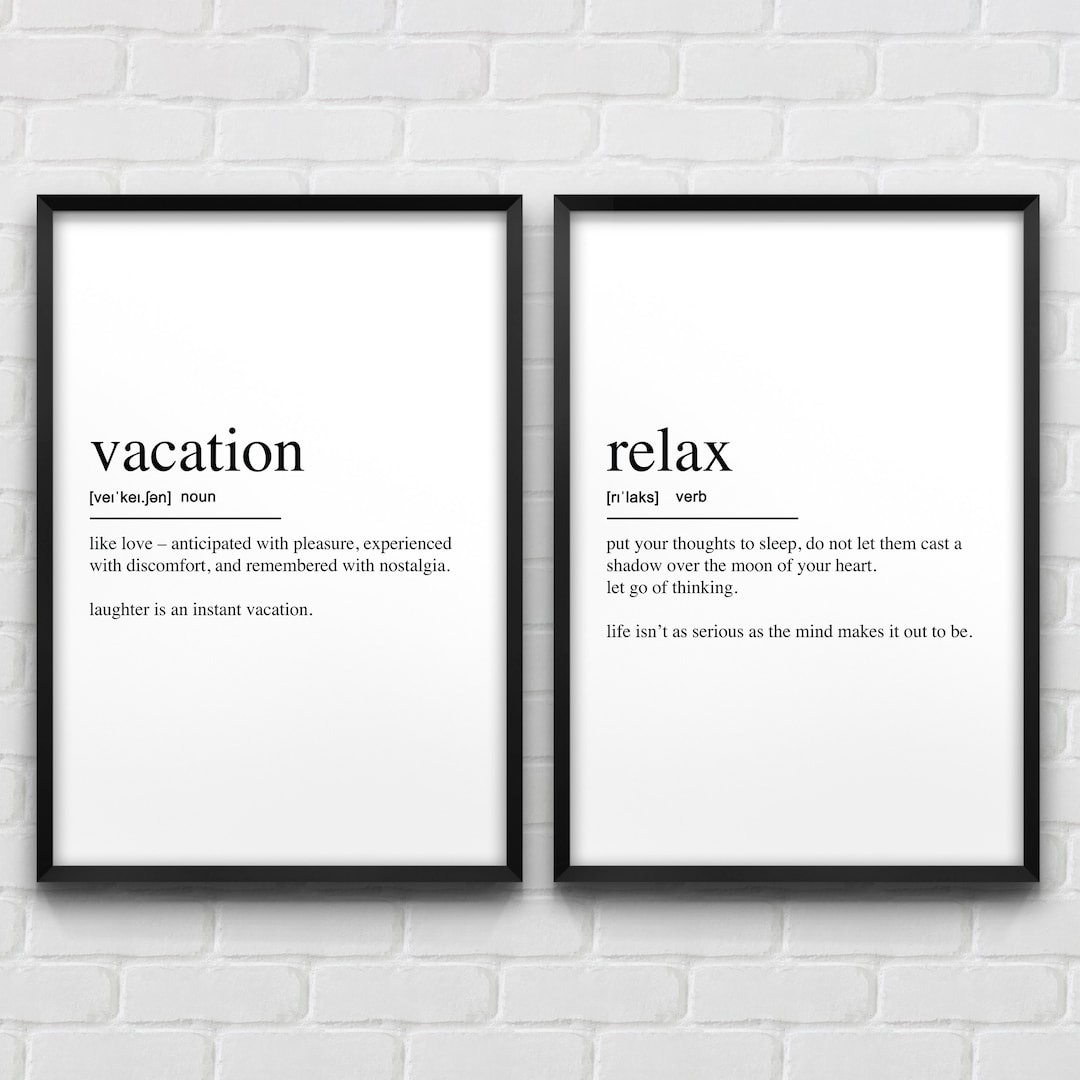 Vacation & Relax Definition Wall Art, Quotes Poster, Modern Minimalist ...