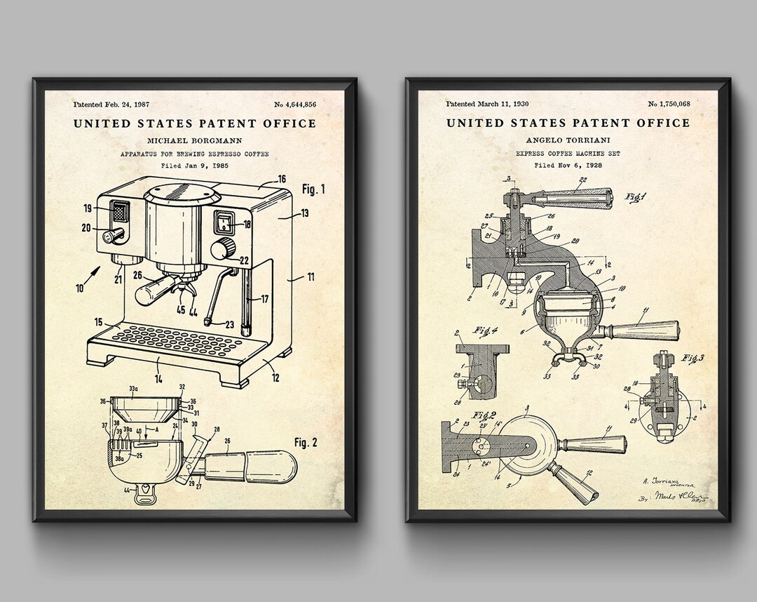 Coffee Wall Art Espresso Machine Blueprint Vintage Patent - Etsy