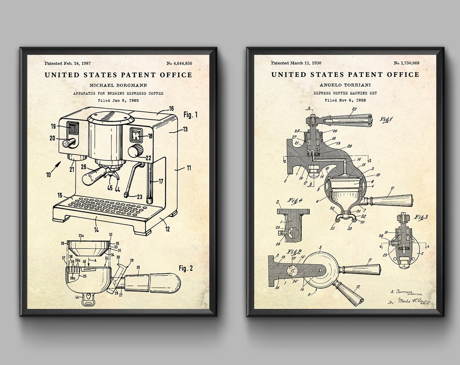 Coffee Wall Art Espresso Machine Blueprint Vintage Patent - Etsy