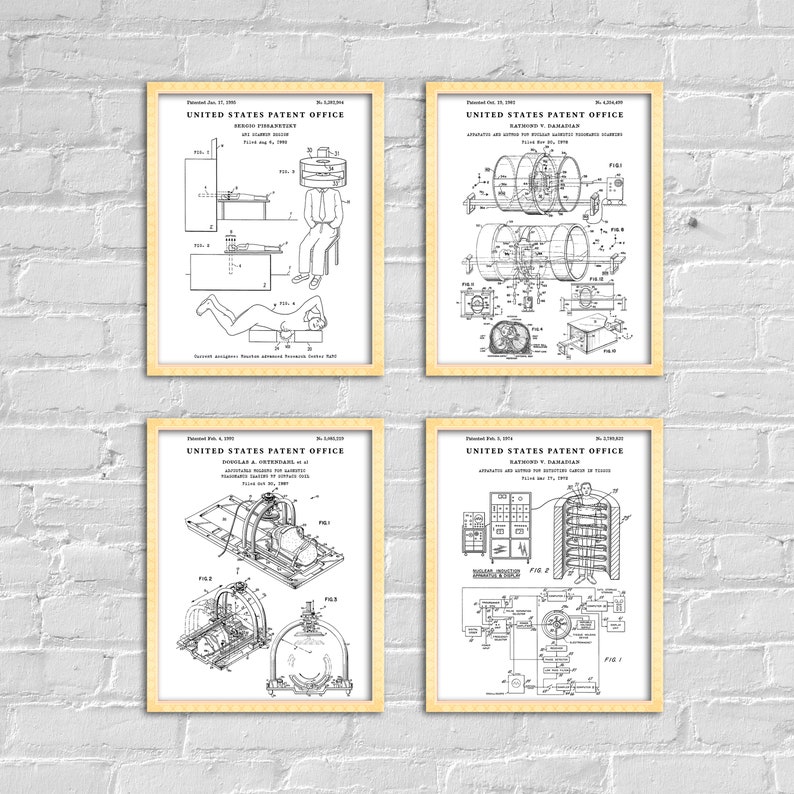 MRI Machine Patent Wall Art: Medical Research Inventions, Magnetic ...