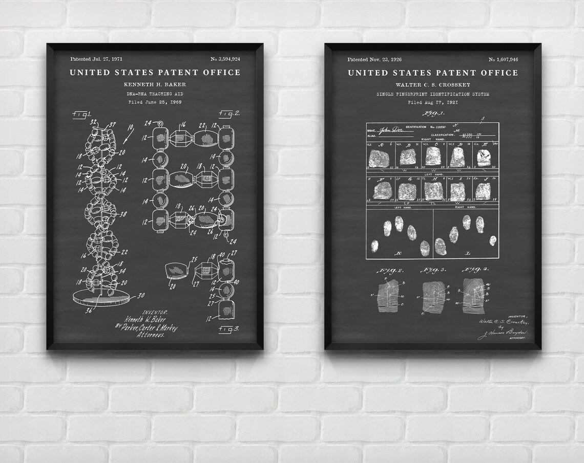 Forensic Science Wall Art: DNA RNA & Fingerprints Patent - Etsy