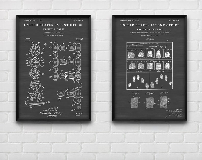 Forensic Science Wall Art: DNA RNA & Fingerprints Patent - Etsy