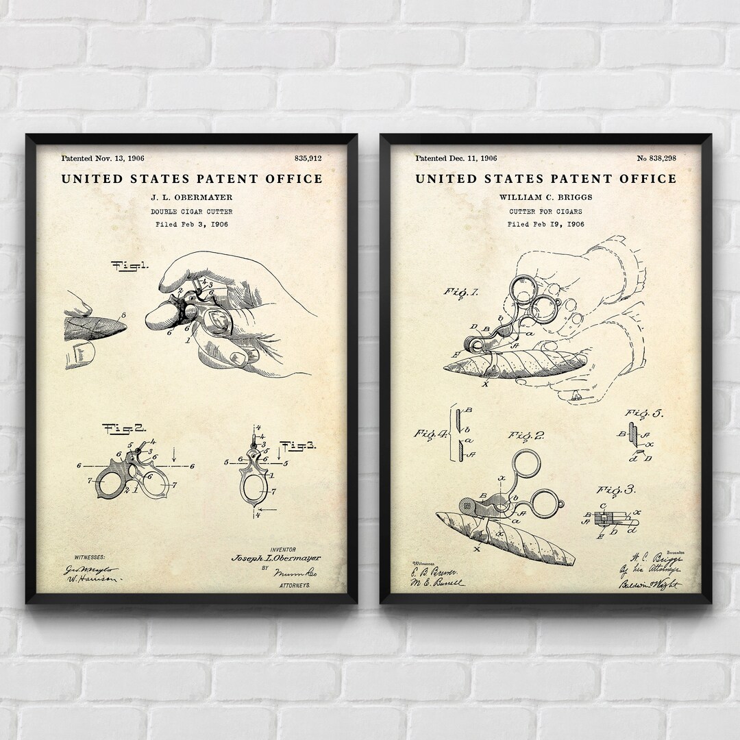 Cigar Clipper Patent Wall Art, Cigar Cutter Inventions Blueprint Poster ...