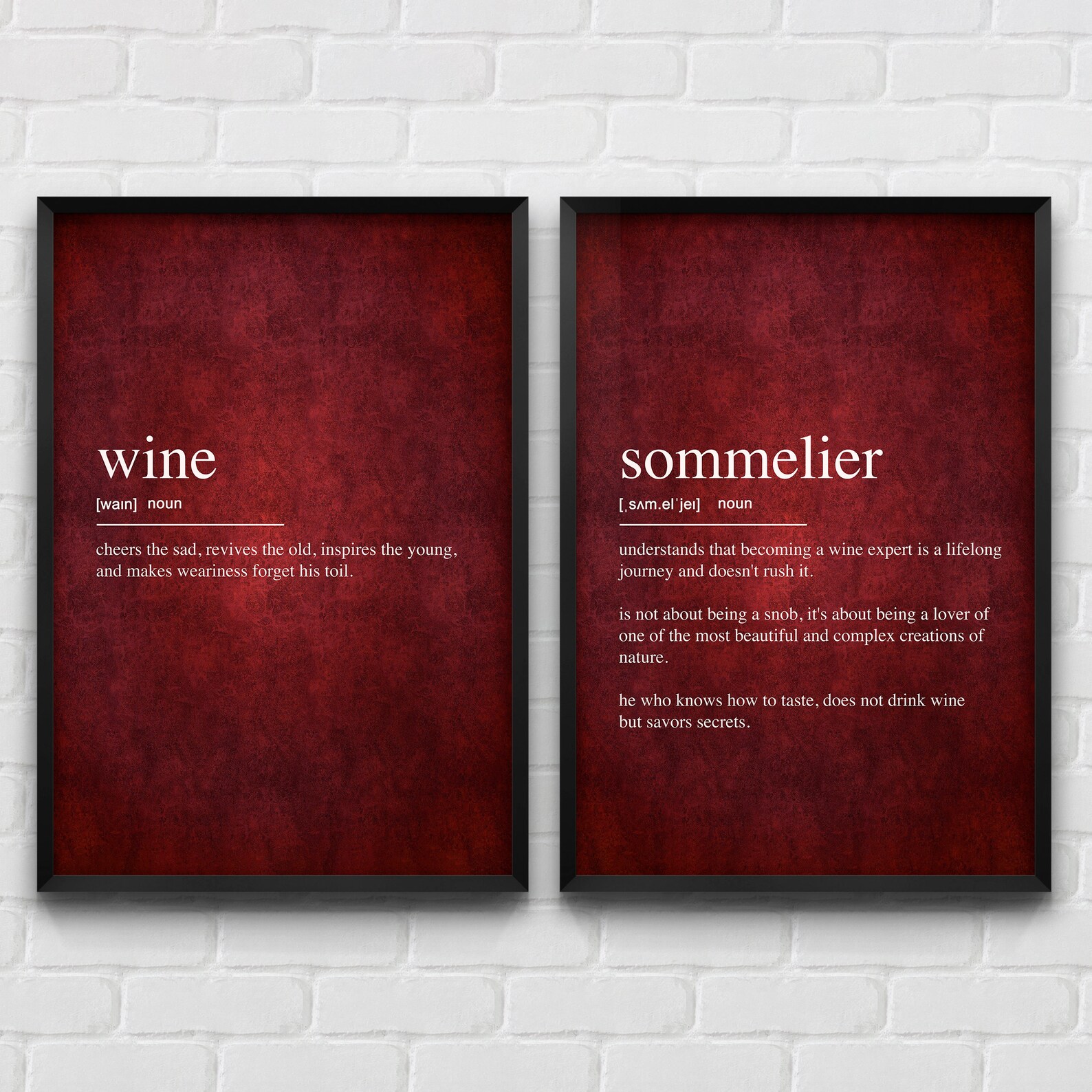 Wine & Sommelier Definition Posters, Sommelier Gift, Bar Wall Art ...