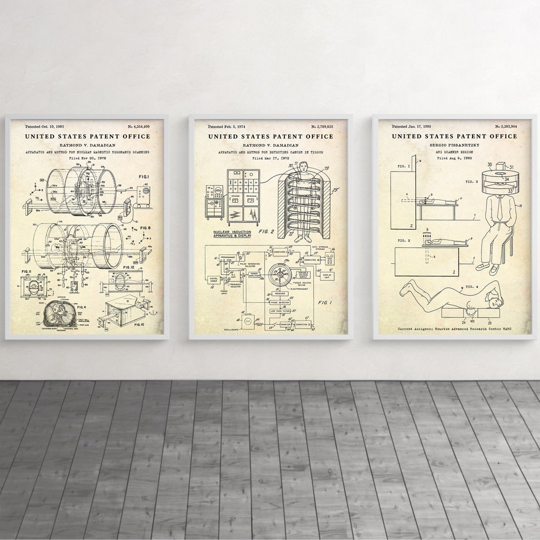MRI Tech Decor: MRI Scanner Designs Patent Wall Art, Medical Research ...