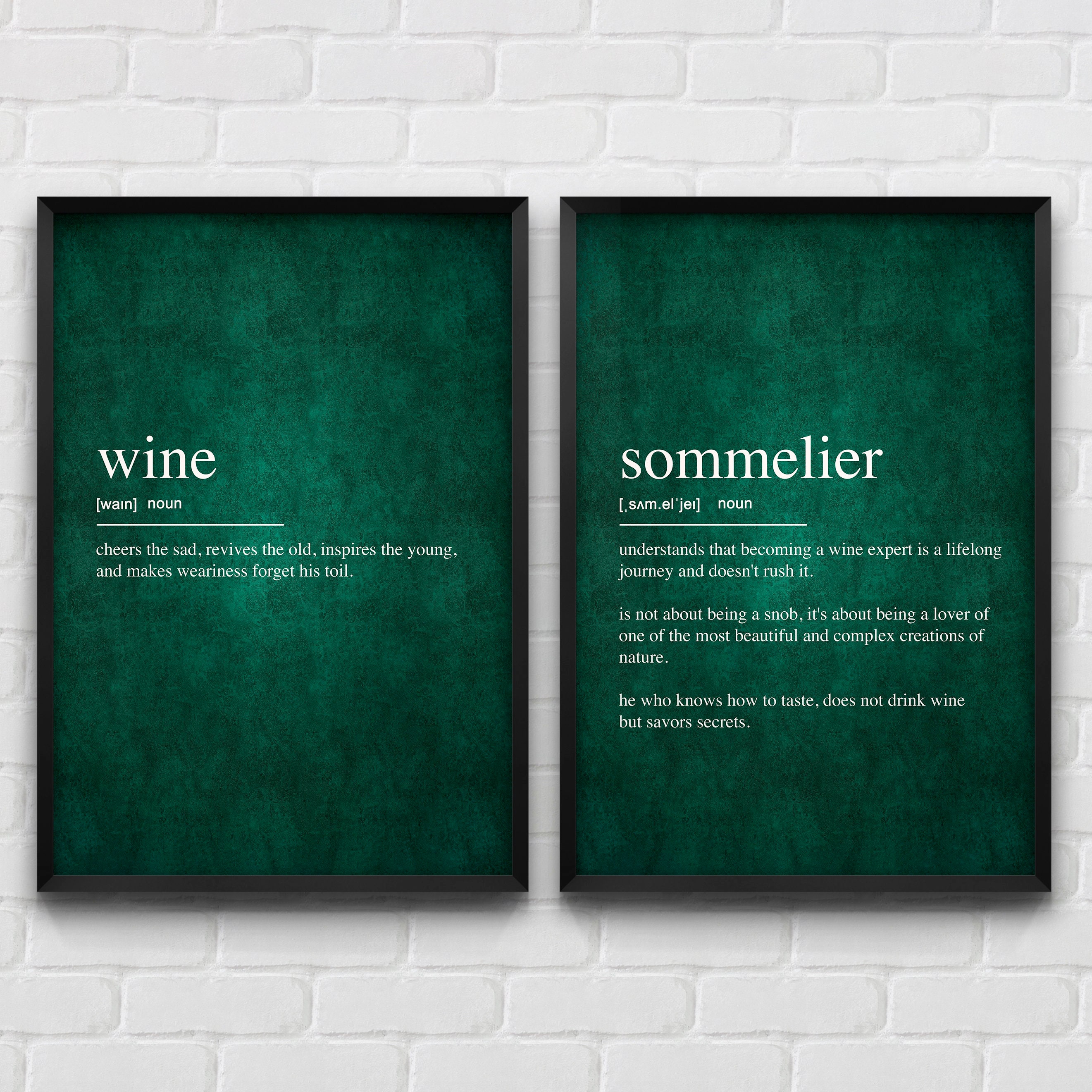 Wine & Sommelier Definition Posters, Sommelier Gift, Bar Wall Art ...