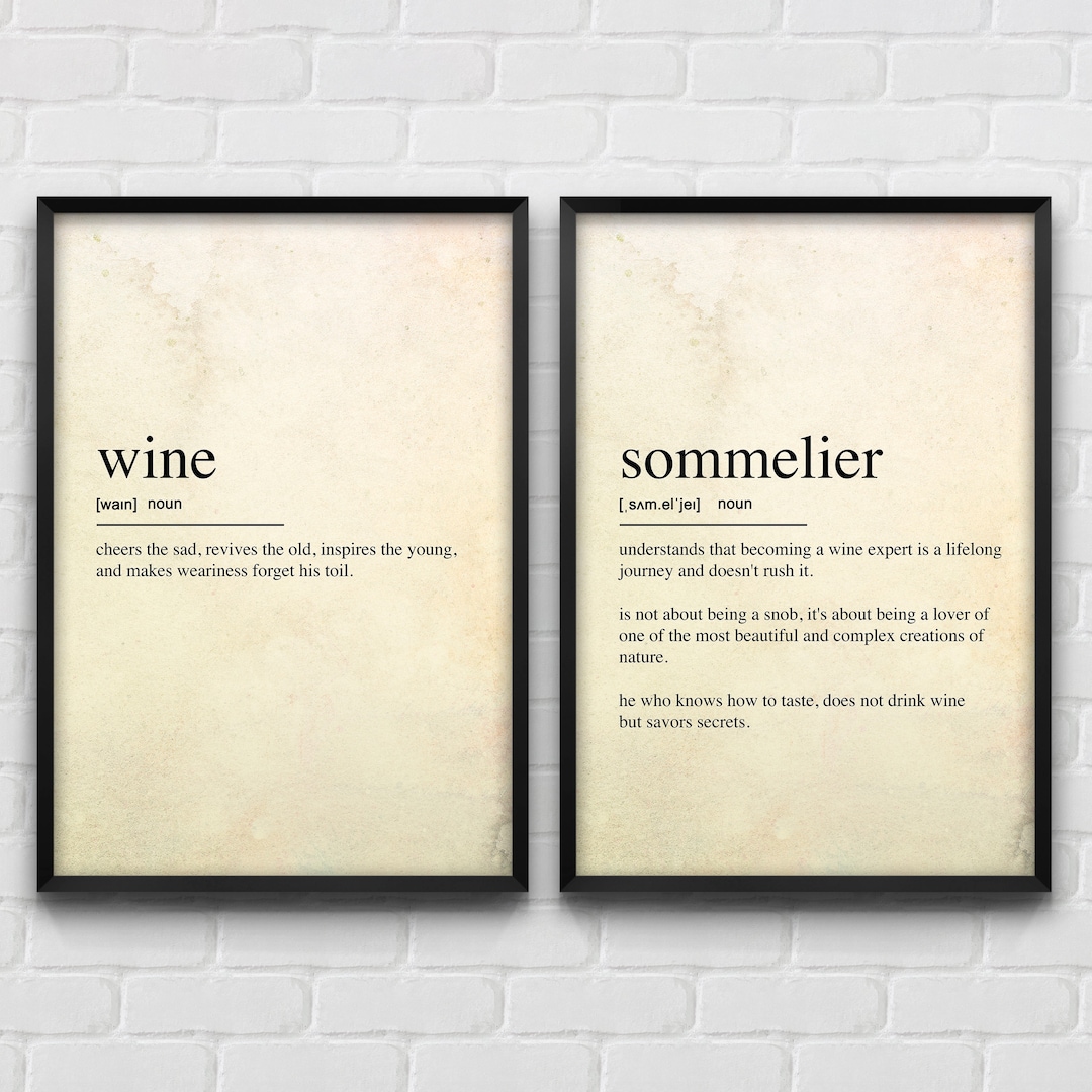 Wine & Sommelier Definition Posters, Sommelier Gift, Bar Wall Art ...